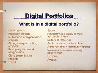 Digital Portfolios Overview | PPT | Education