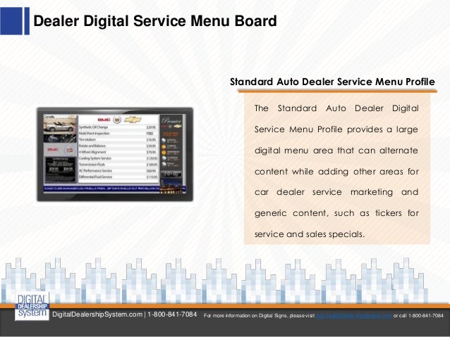 Digital Service Menu Boards for Car Dealers