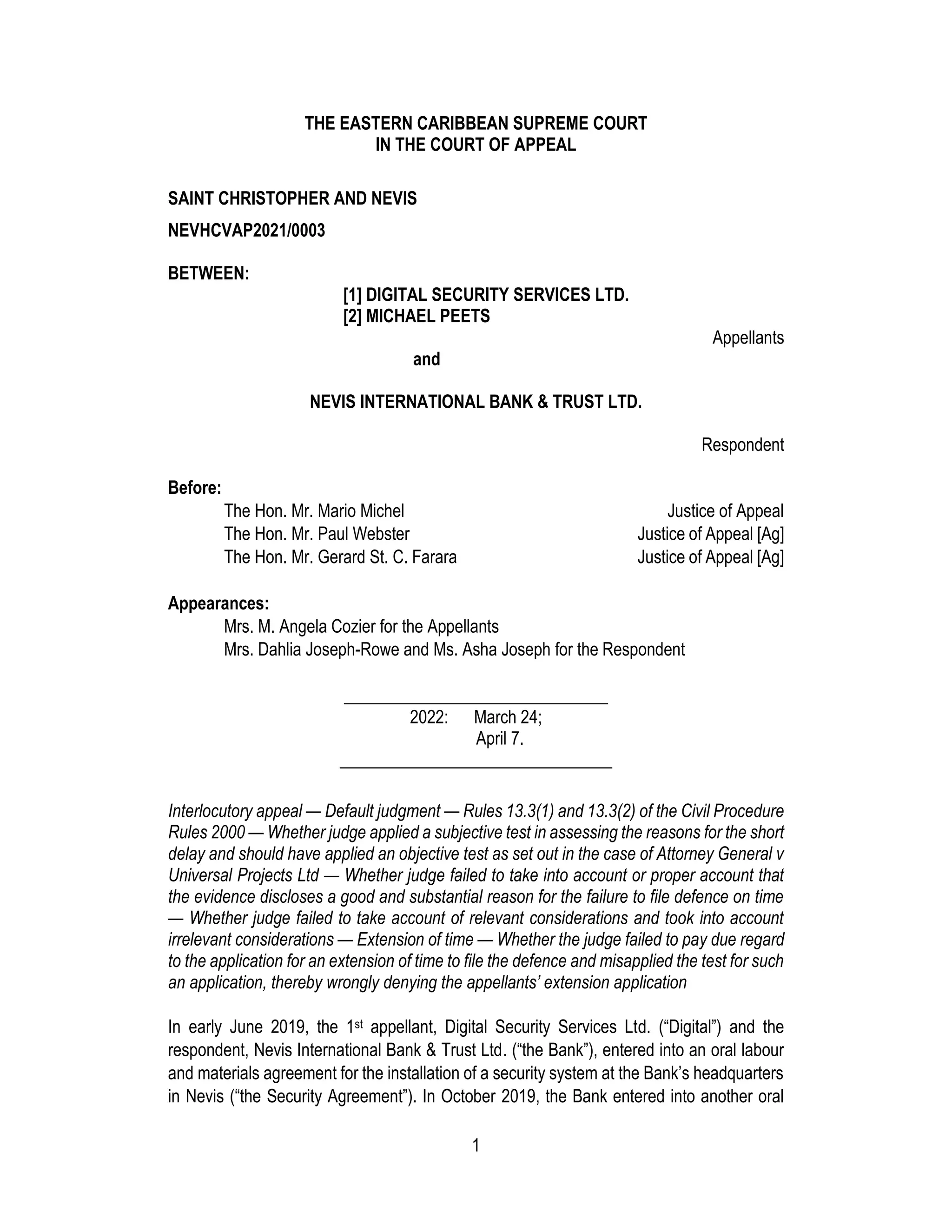 DIGITAL-SECURITY-SERVICES-LTD-AND-MICHAEL-PEETS-vs-NEVIS-INTERNATIONAL ...