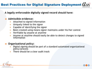Digital Signatures: The Law and Best Practices for Compliance | PDF