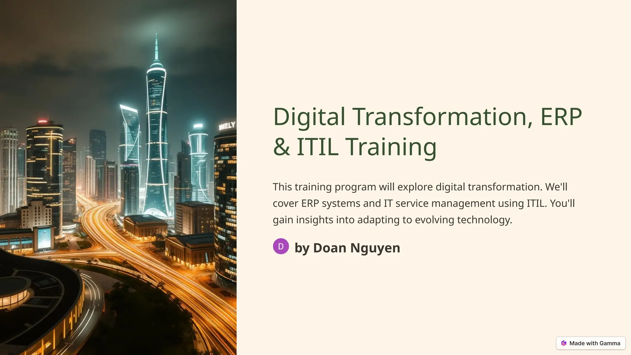 Digital-Transformation-ERP-and-ITIL-Training documentation | PPTX