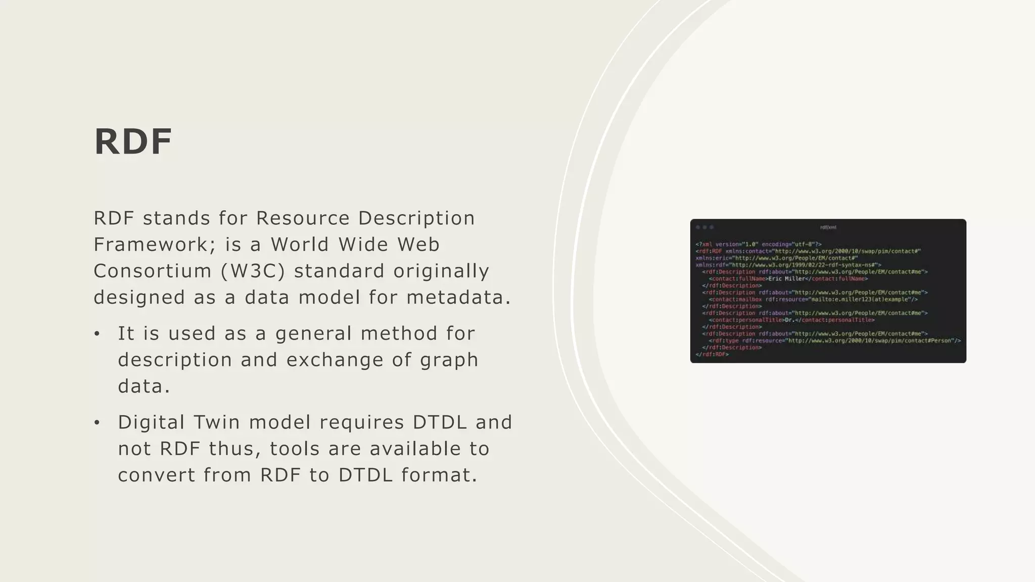 Digital Twin: jSON-LD, RDF | PPTX | Databases | Computer Software and Applications