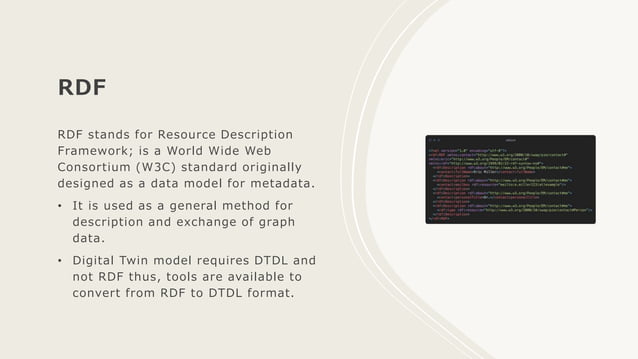 Digital Twin: jSON-LD, RDF | PPTX | Databases | Computer Software and Applications