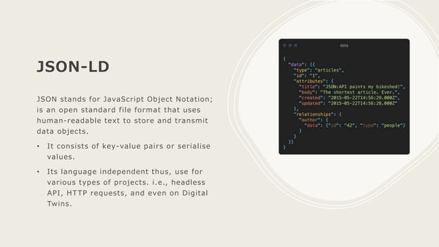 Digital Twin: jSON-LD, RDF | PPTX | Databases | Computer Software and Applications