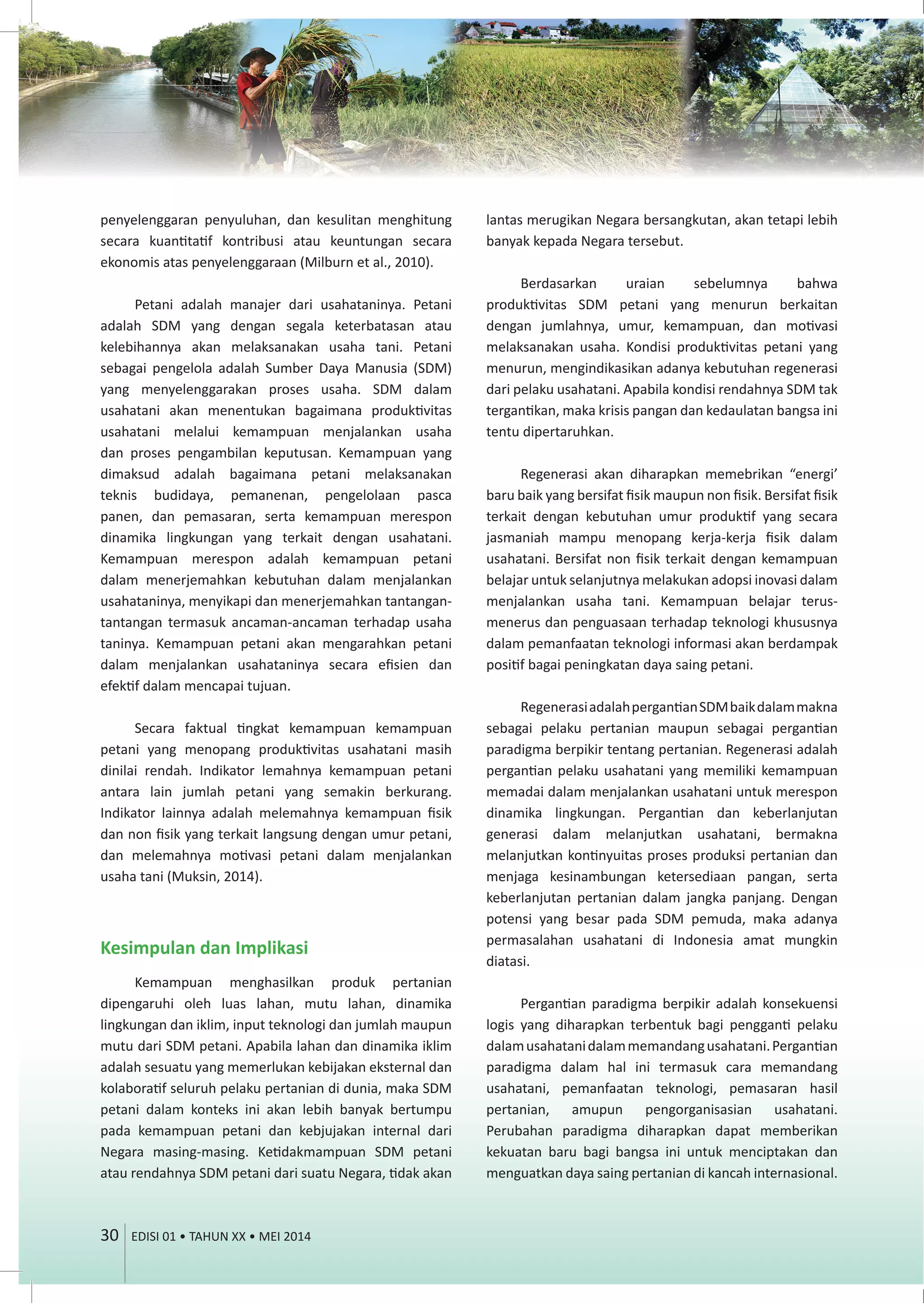 Urgensi Regenerasi SDM Pertanian | PDF