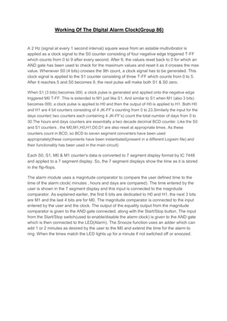 Digital alarm clock- Digital design- Design assignment | PDF