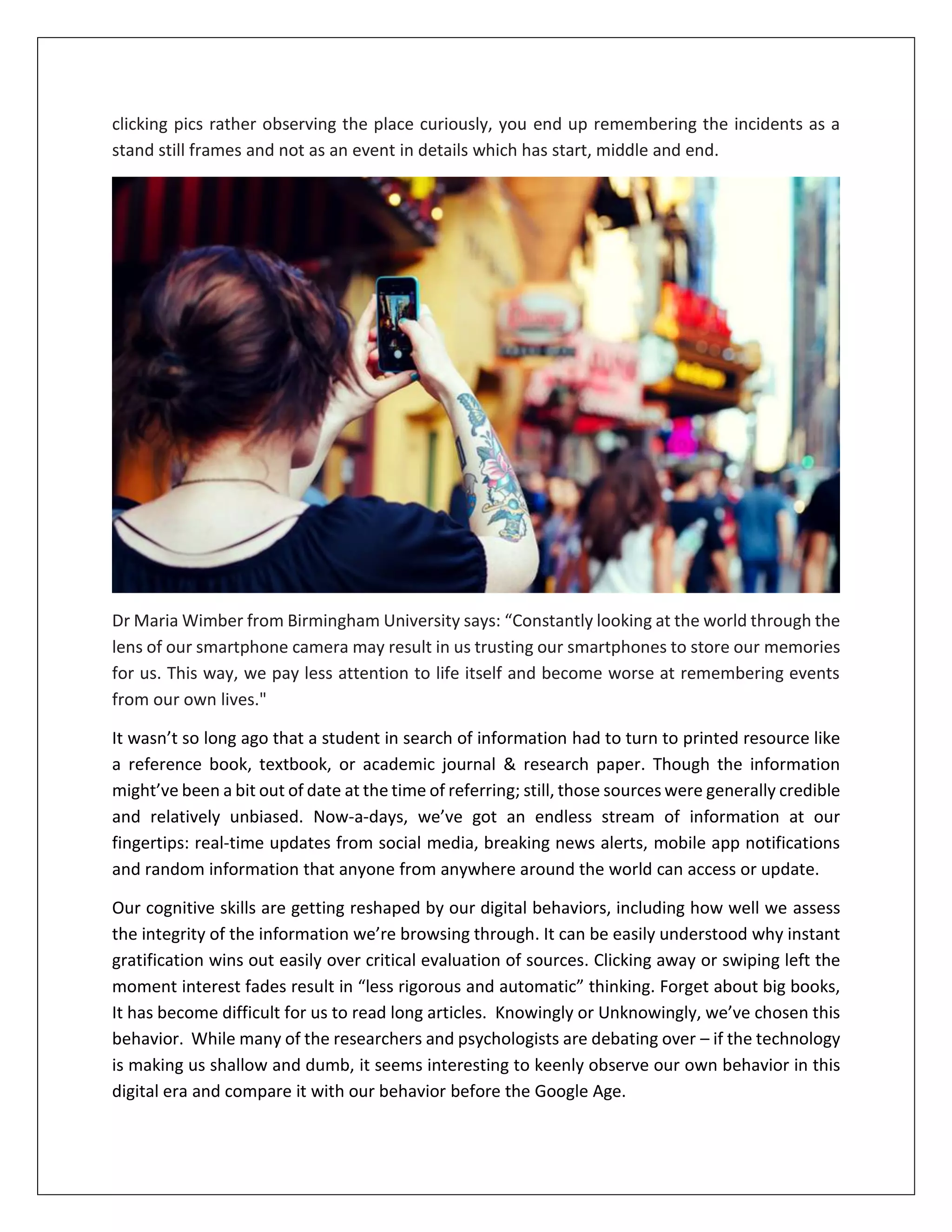 Digital Amnesia - Outsourcing our memory! | PDF