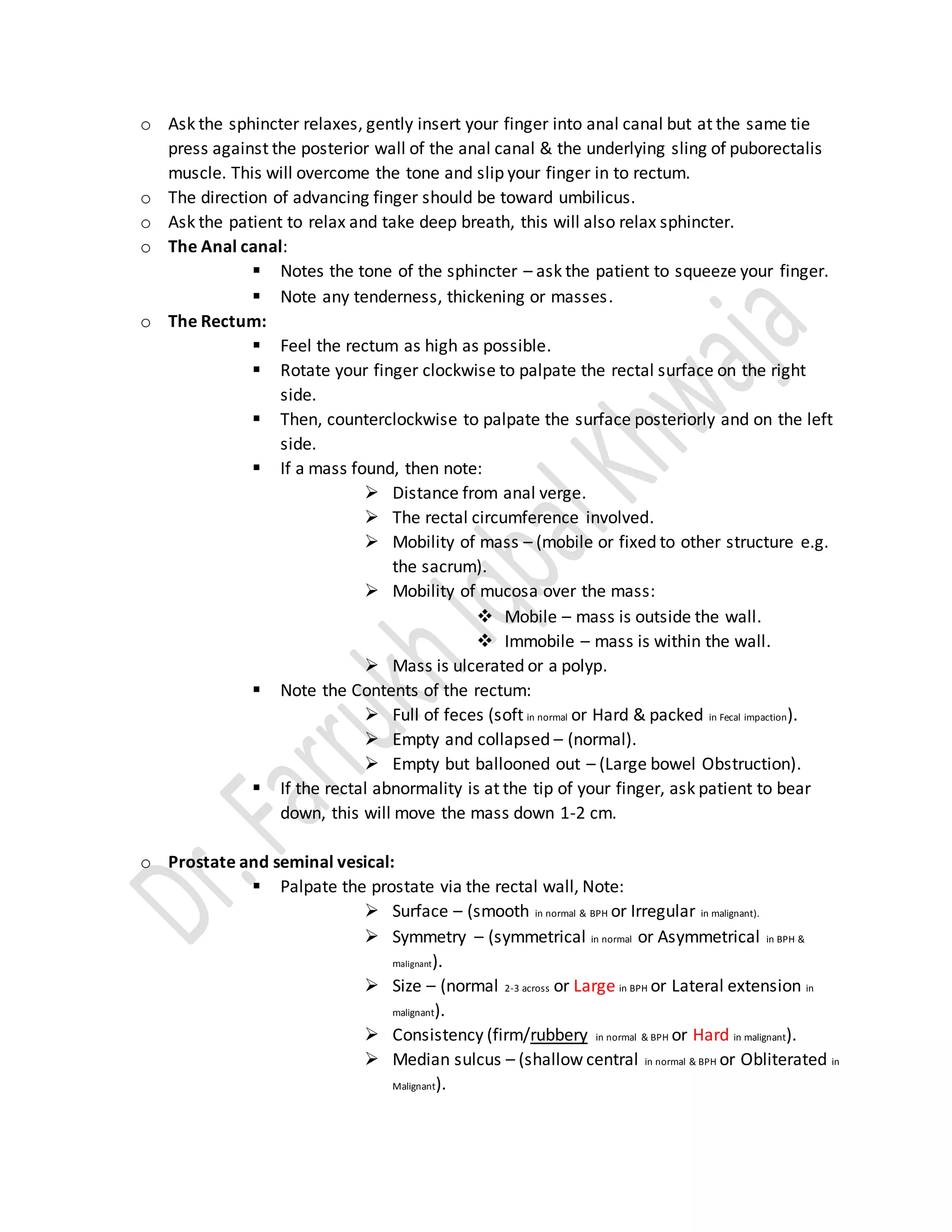 Digital ano-rectal examination (DRE) | DOCX