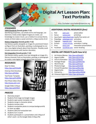 Digital art lesson plan text portraits | PDF