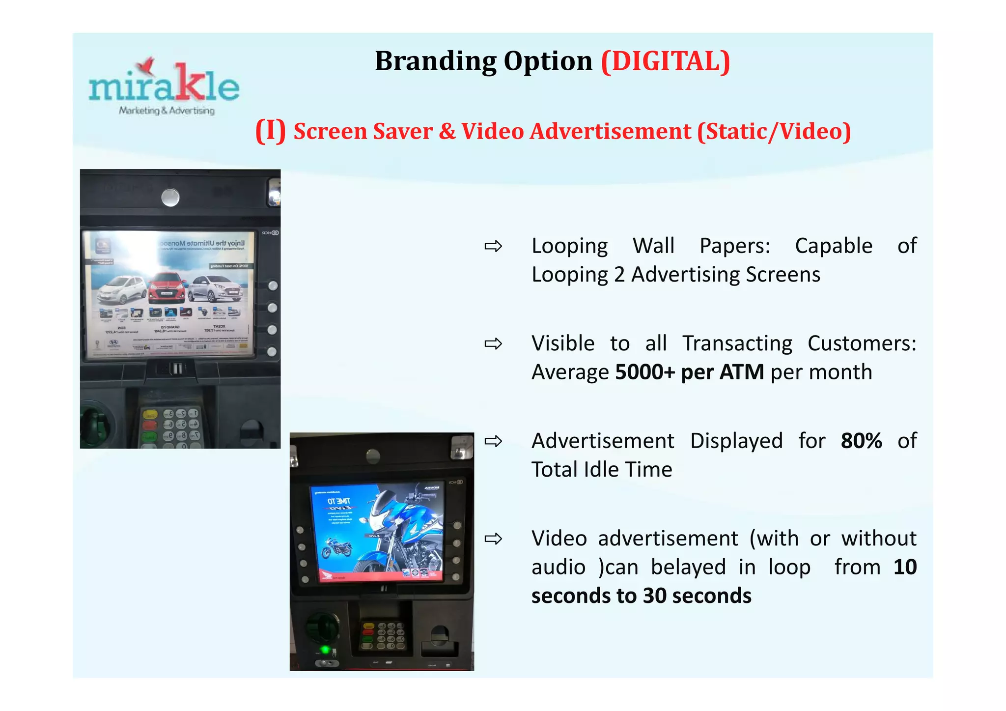 Digital ATM Screen Branding by Mirakle Marketing | PPT