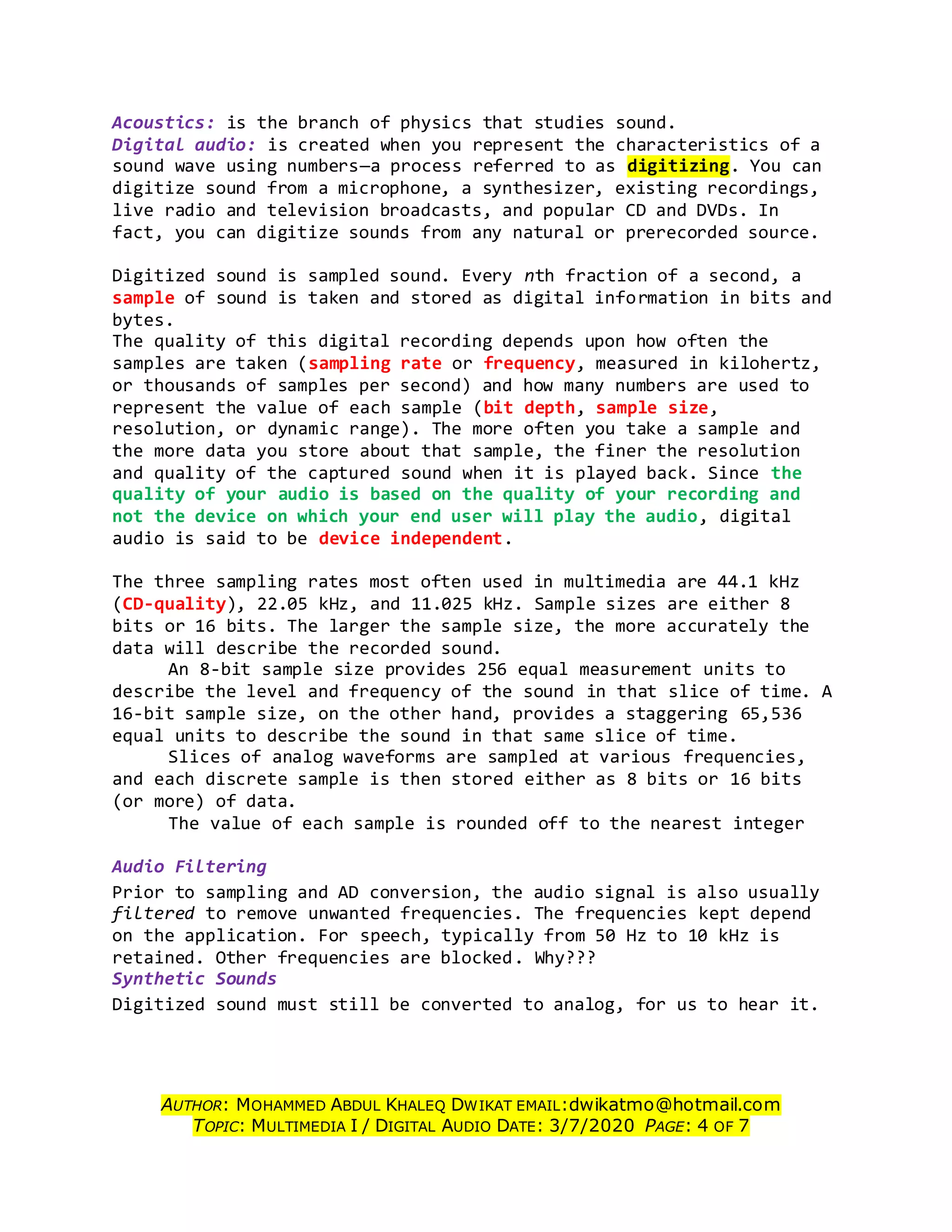 Digital audio | DOCX
