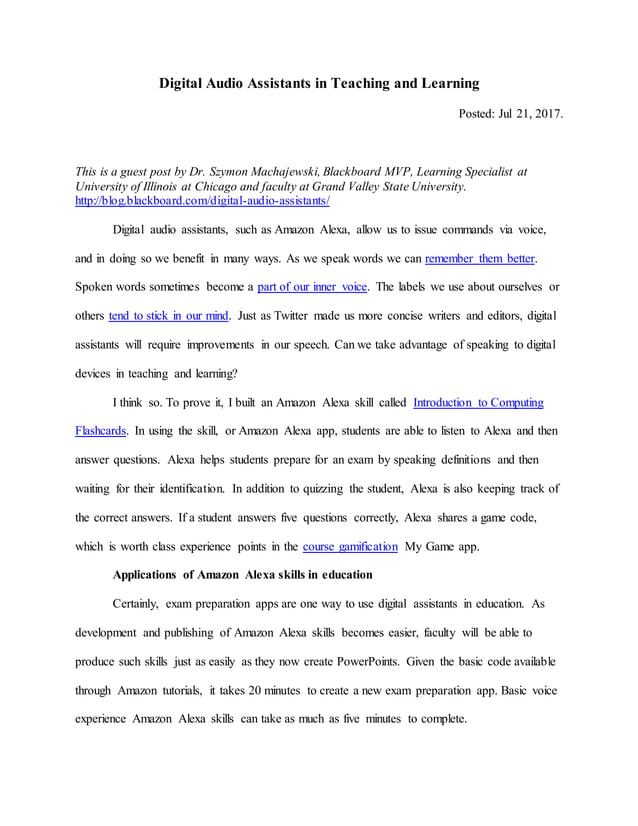 Digital audio assistants in teaching and learning | PDF