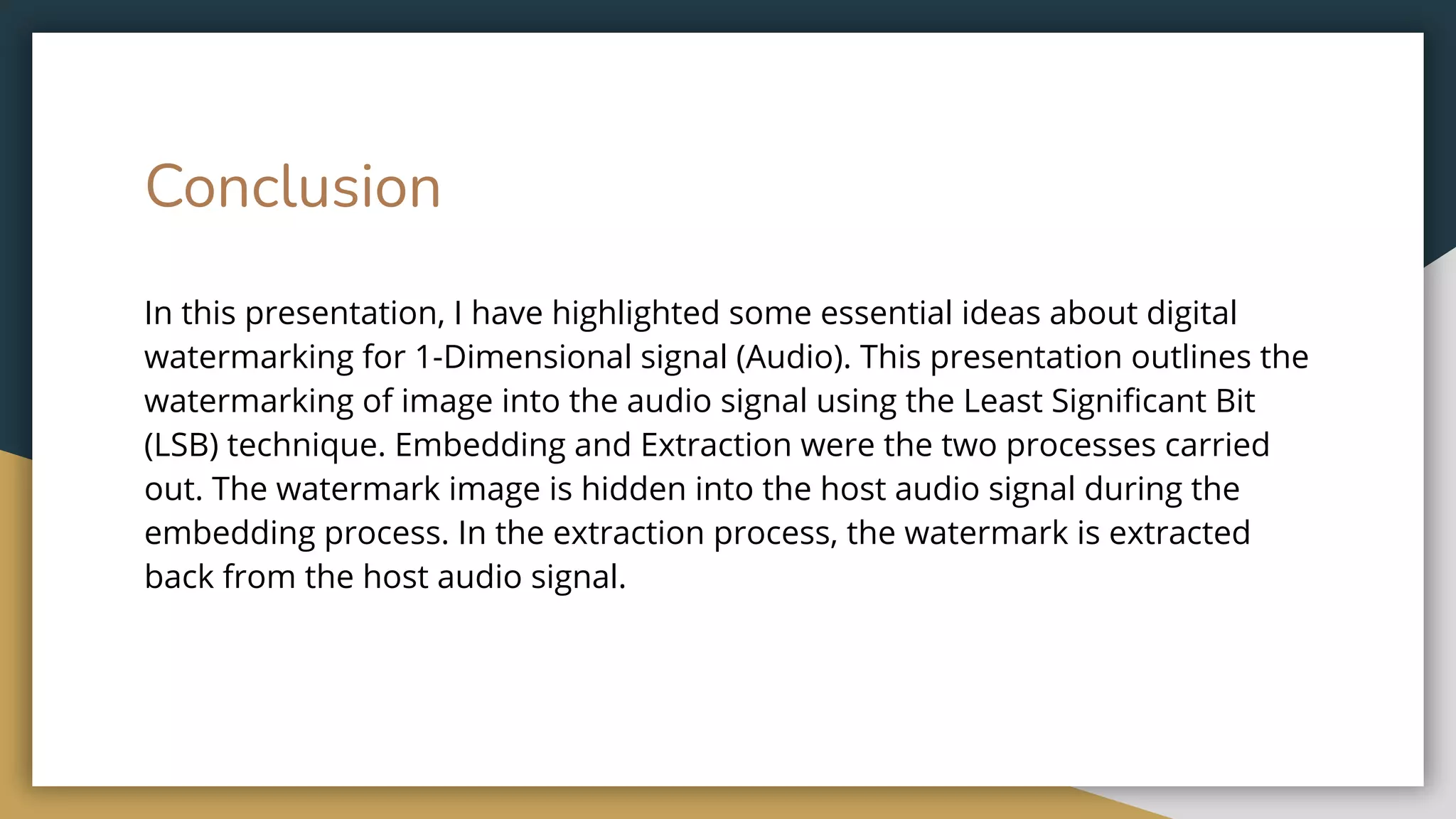 Digital Audio Watermarking | PPT