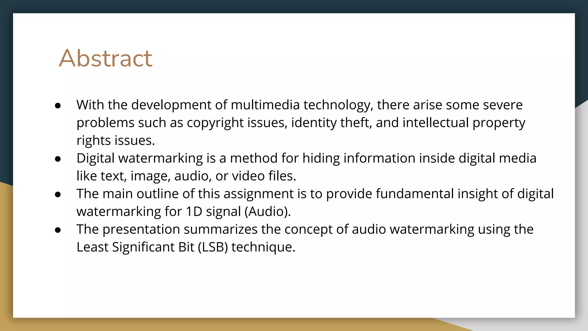 Digital Audio Watermarking Ppt