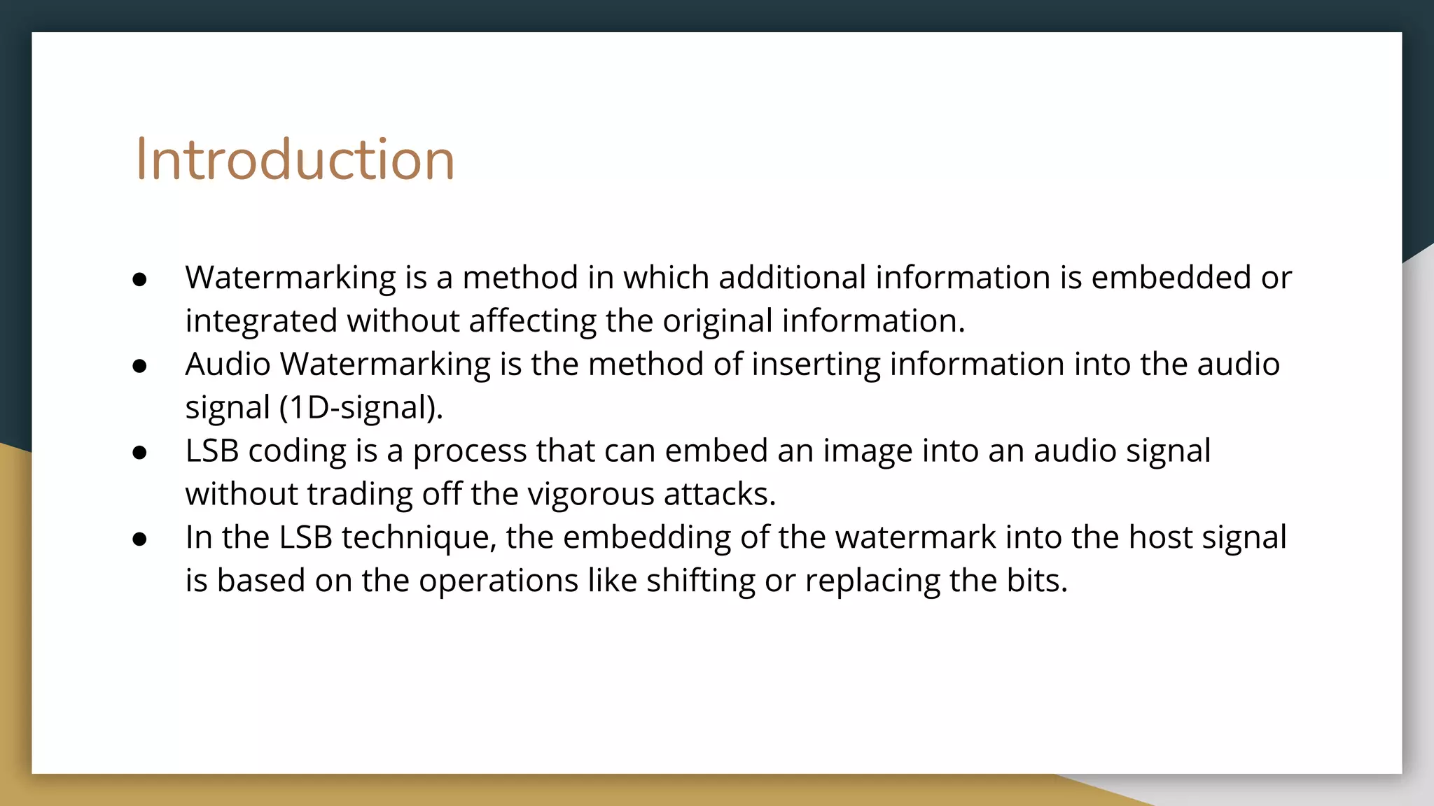 Digital Audio Watermarking Ppt
