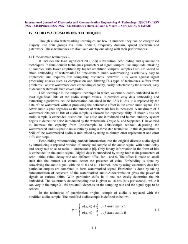 Digital audio watermarking applications | PDF