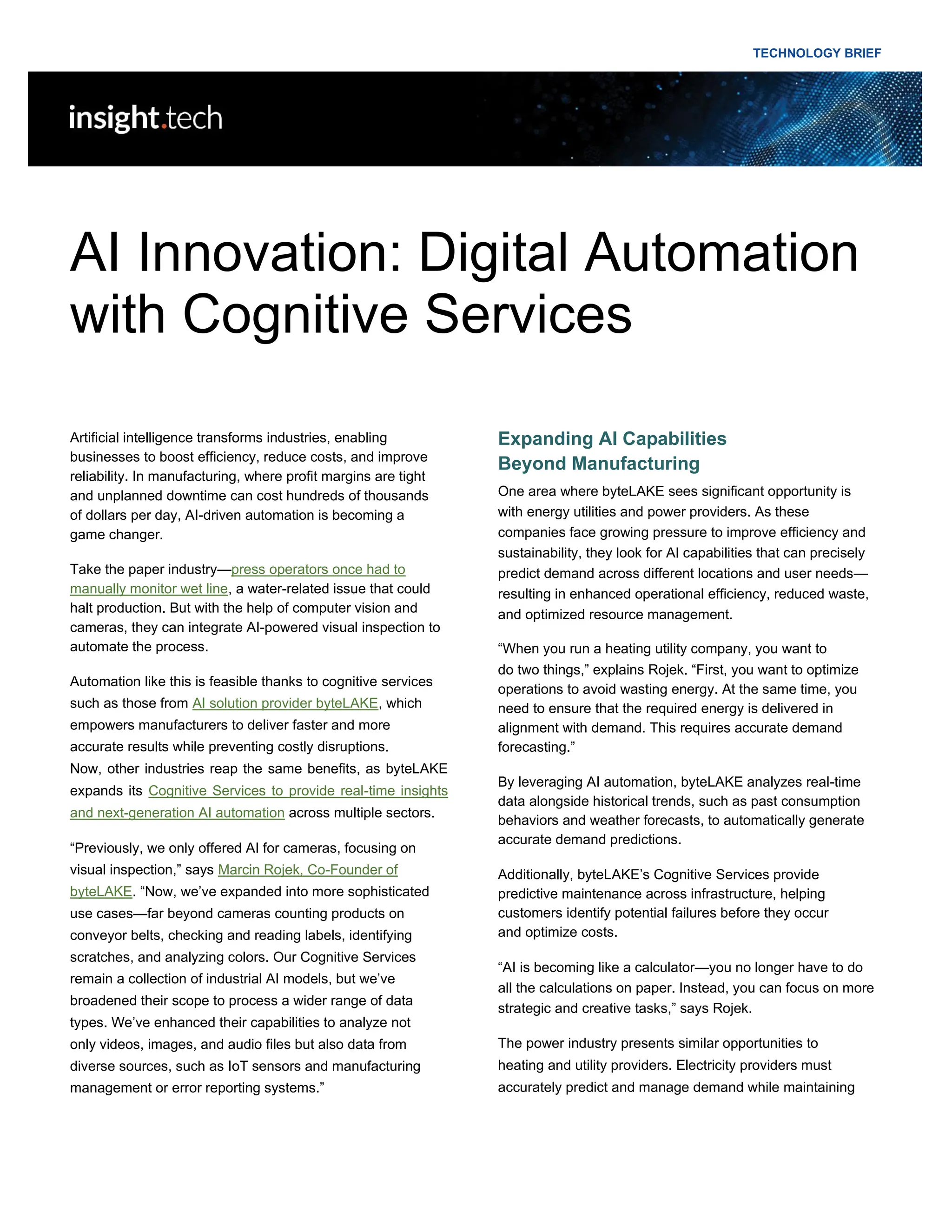 AI Innovation: Digital Automation with Cognitive Services | PDF