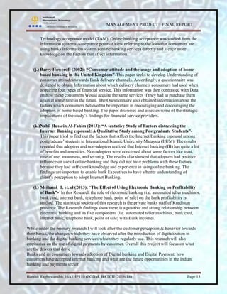 Digital banking and payments- Management Project by Harshit Raghuwanshi at IMT HYderabad | PDF