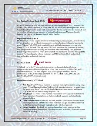 Digital banking and payments- Management Project by Harshit Raghuwanshi at IMT HYderabad | PDF