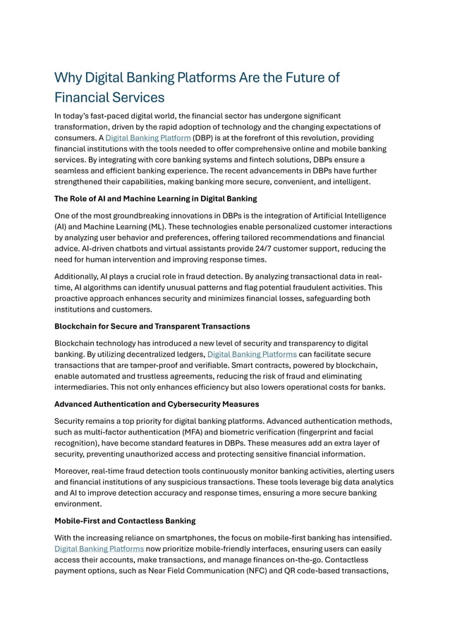 Digital Banking Platforms: A Market Analysis | PDF