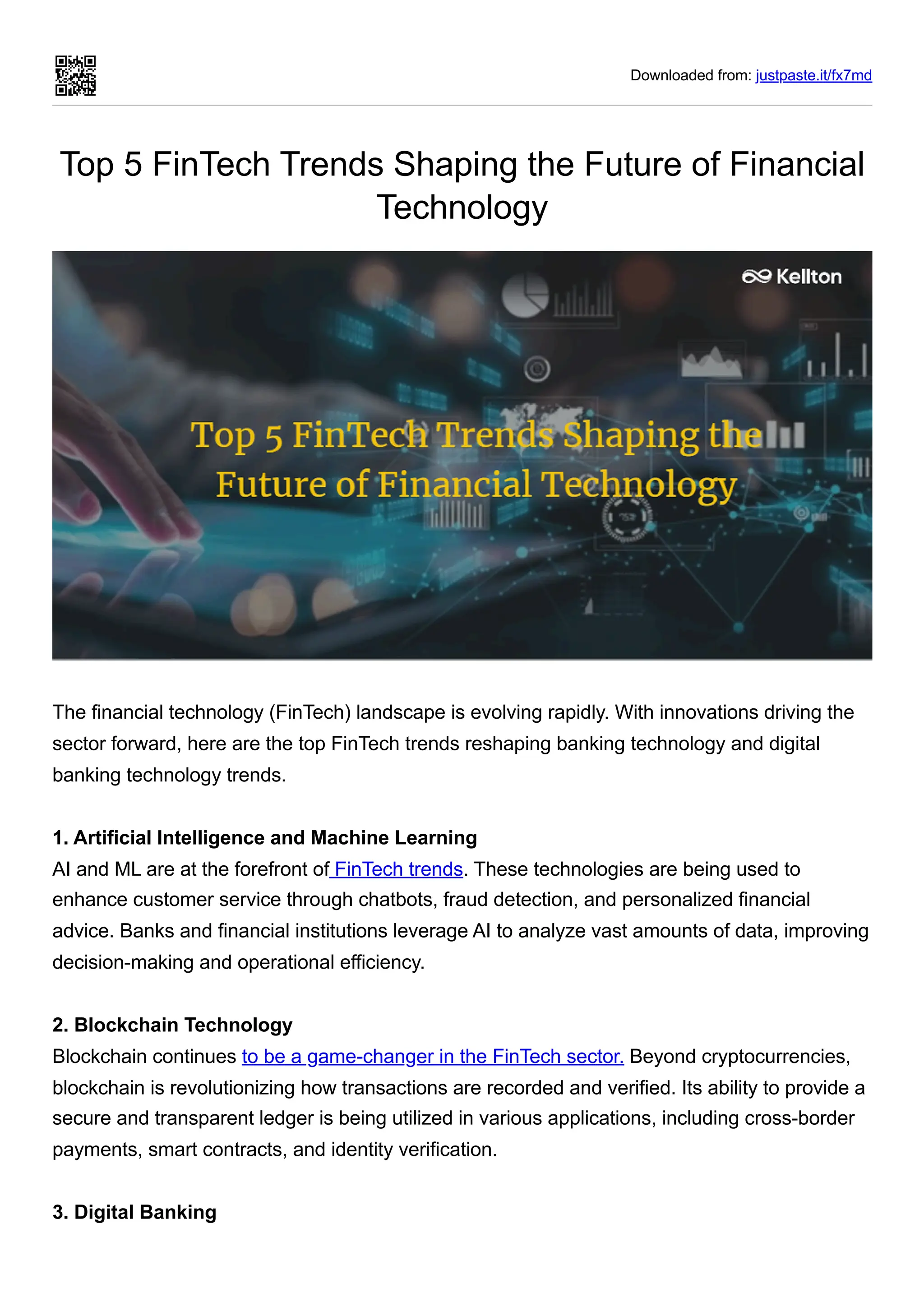 Top 5 FinTech Trends Shaping the Future of Financial Technology | PDF
