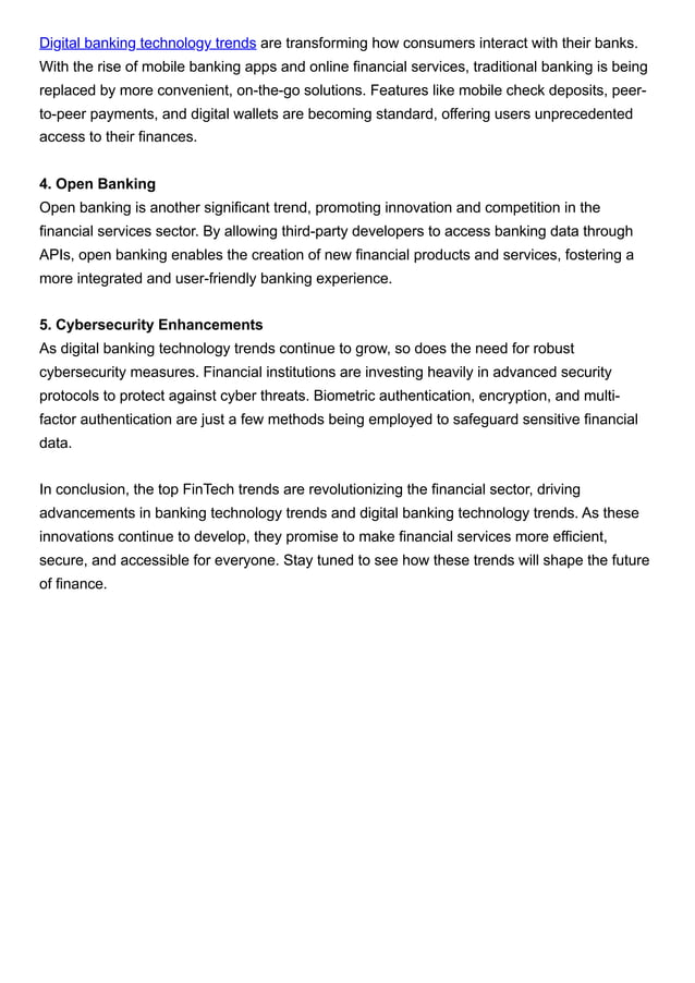 Top 5 FinTech Trends Shaping the Future of Financial Technology | PDF