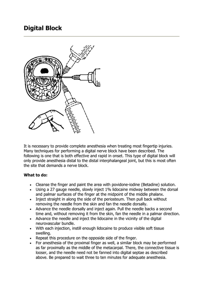 Digital Block | DOC | First Aid | Injuries