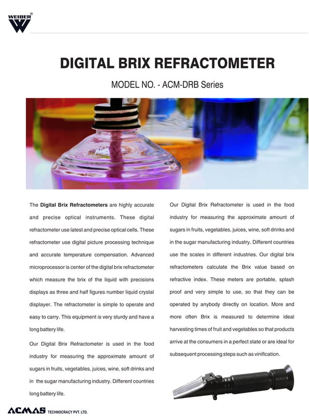 Digital Brix Refractometer by ACMAS Technologies Pvt Ltd. | PDF