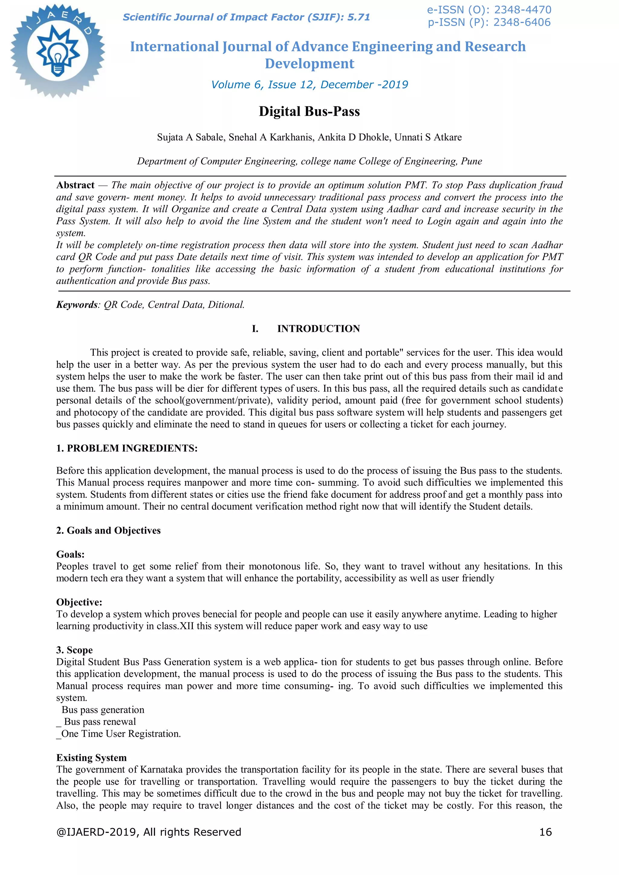 Digital bus pass | PDF