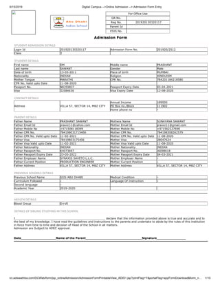 Digital campus - online admission --- admission form entry | PDF