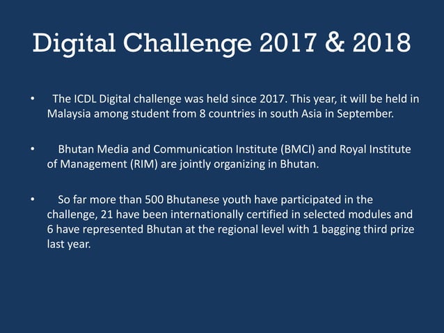 ICDL Digital Challenge 2019 in Bhutan -@Bhutan_MCI -bhutanmediacomm.institute | PDF