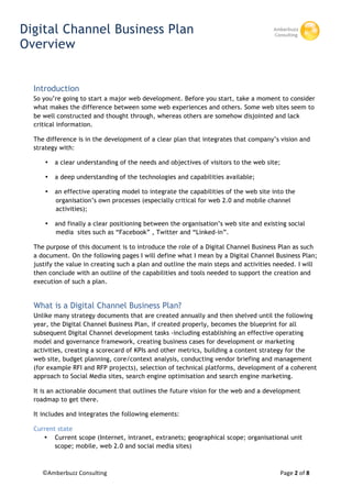 Digital Channel Business Plan Overview 23 11 09 | PDF