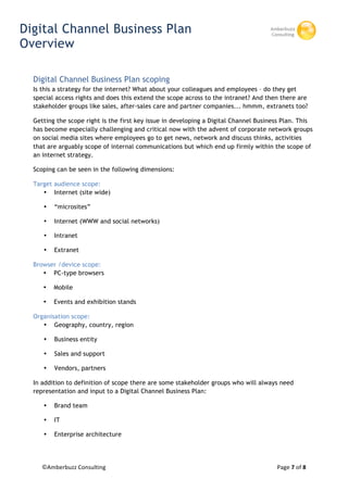 Digital Channel Business Plan Overview 23 11 09 | PDF