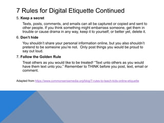 Digital citizenship for Elementary Students | PPTX