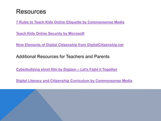 Digital citizenship for Elementary Students | PPTX