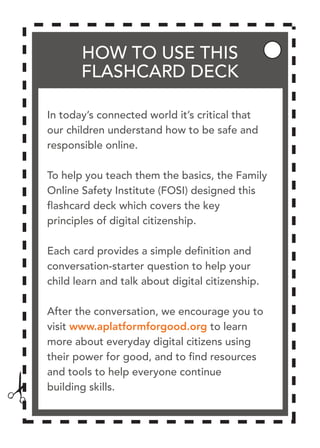 Digital Citizenship Flash Card Deck - A Platform for Good | PDF