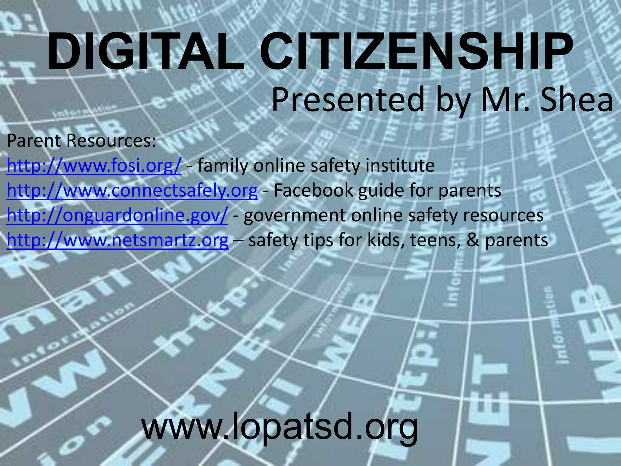Digital Citizenship: Parent Presentation | PPT