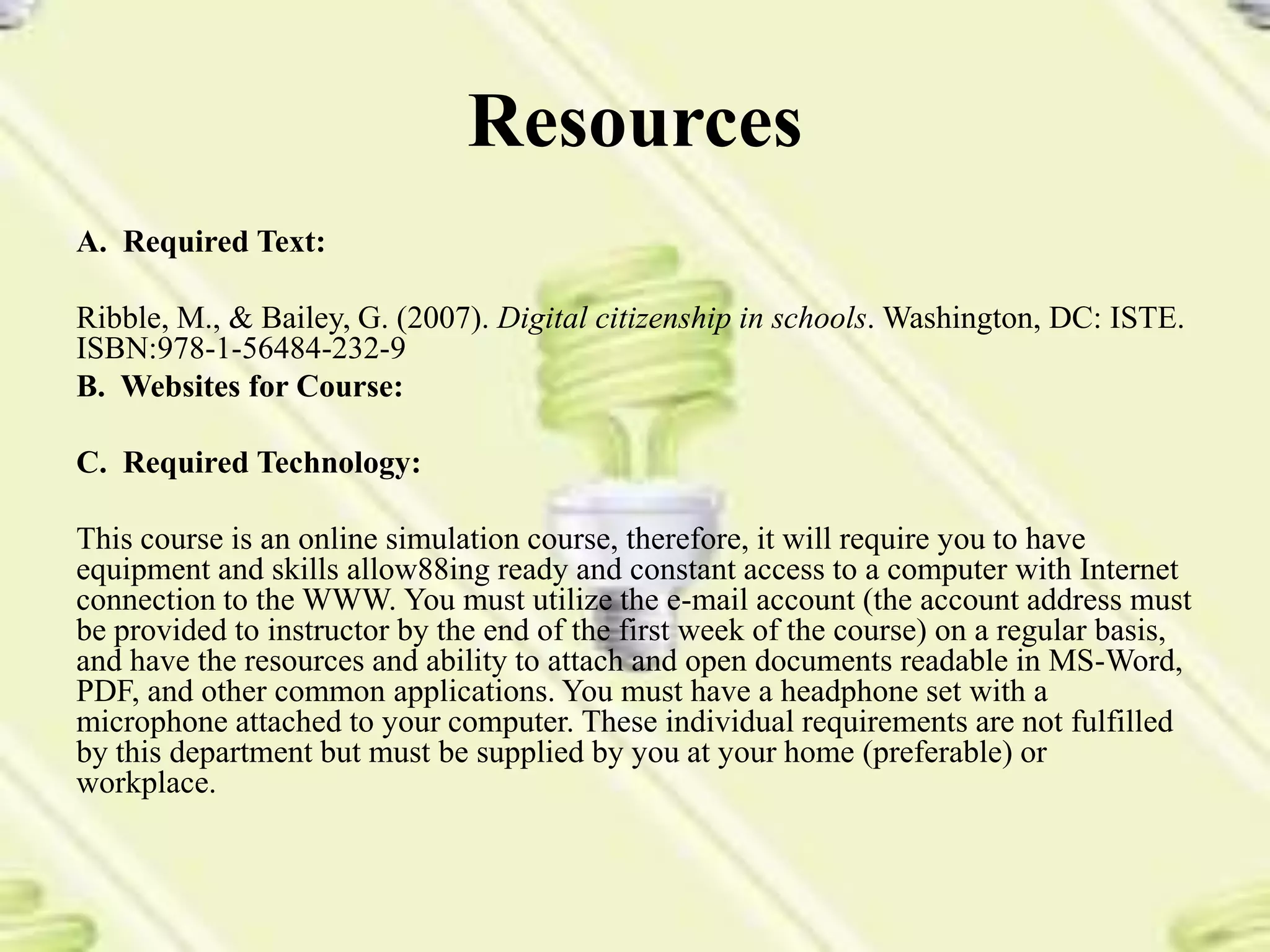 Digital citizenship syllabus -power point | PPTX
