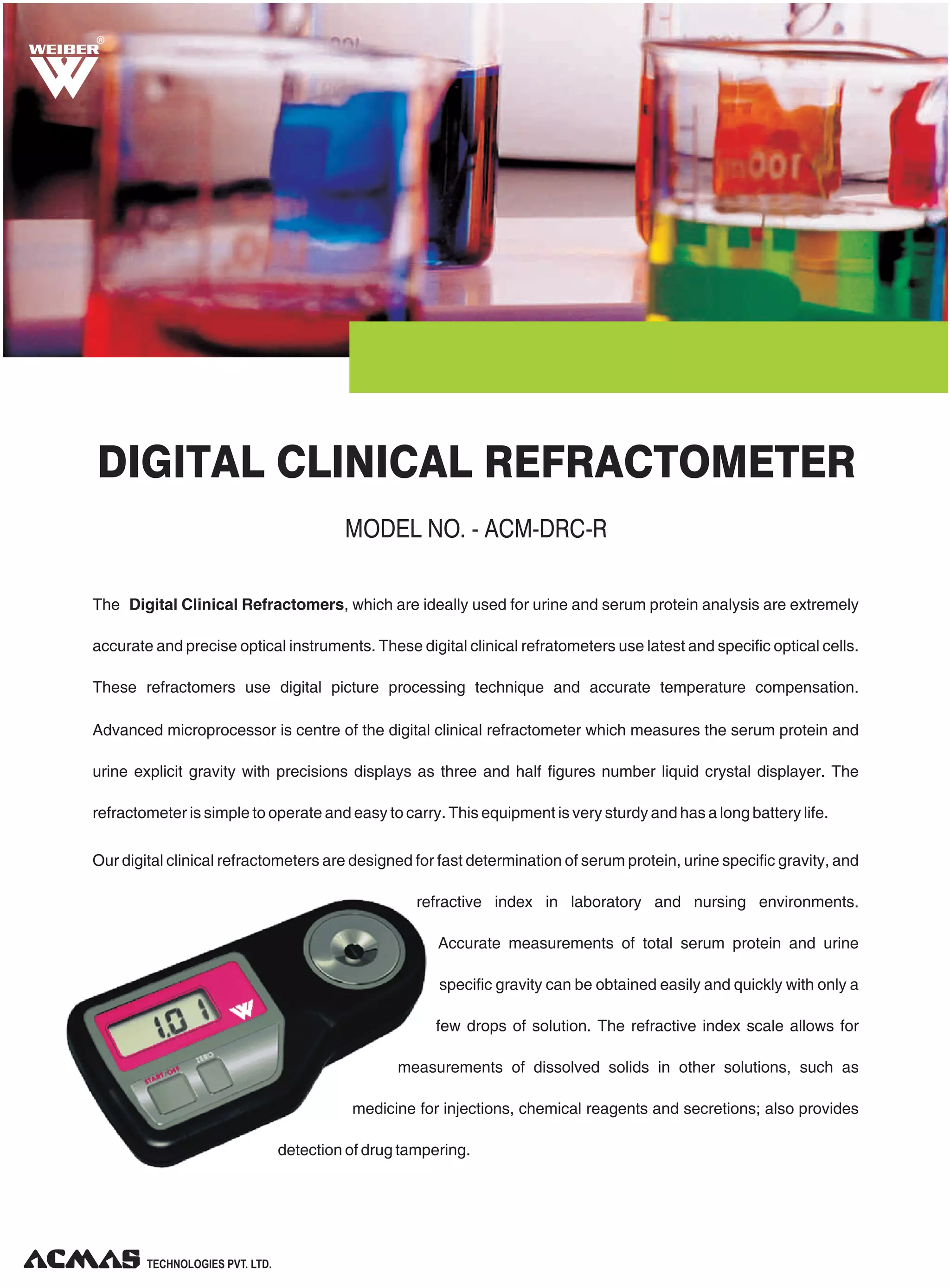 Digital Clinical Refractometer by ACMAS Technologies Pvt Ltd. | PDF