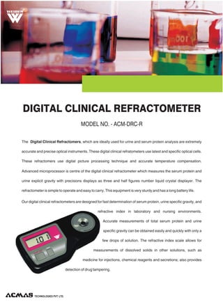 Digital Clinical Refractometer by ACMAS Technologies Pvt Ltd. | PDF