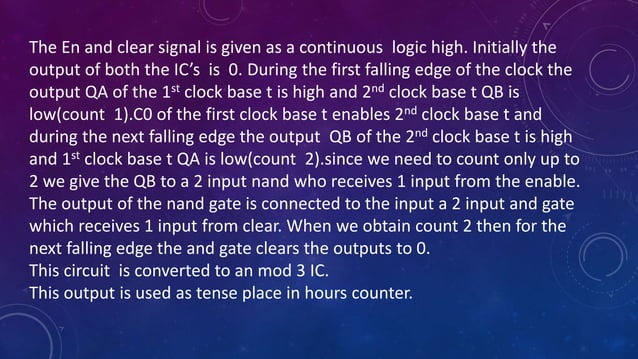 Digital clock (mod counters)using DSCH (DIGITAL SCHEMATIC) by Gaurav Raikar | PPTX