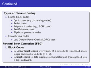 Channel Coding (Digital communication) | PDF