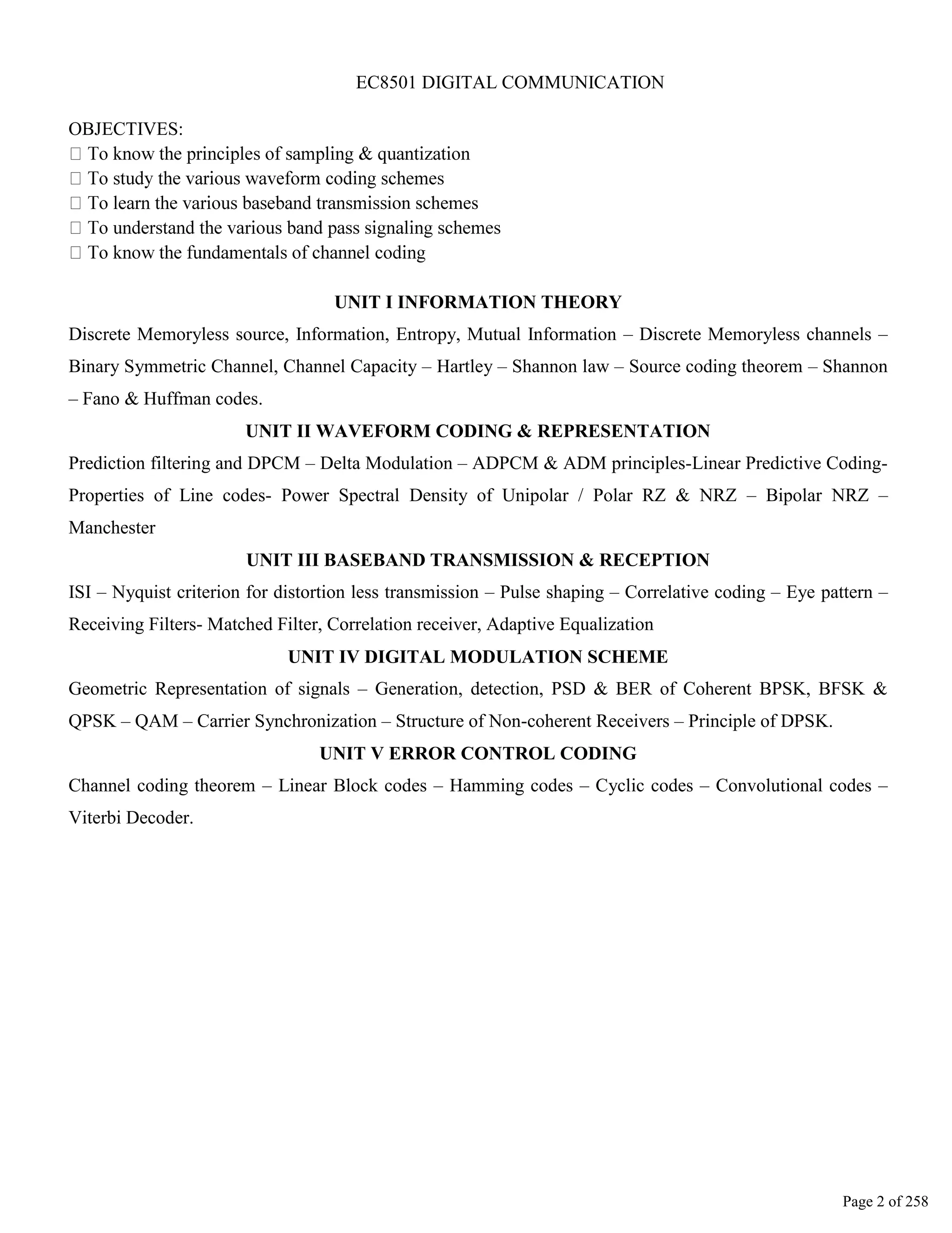Digital Communication full notes.pdf | Educational Assessment | Education
