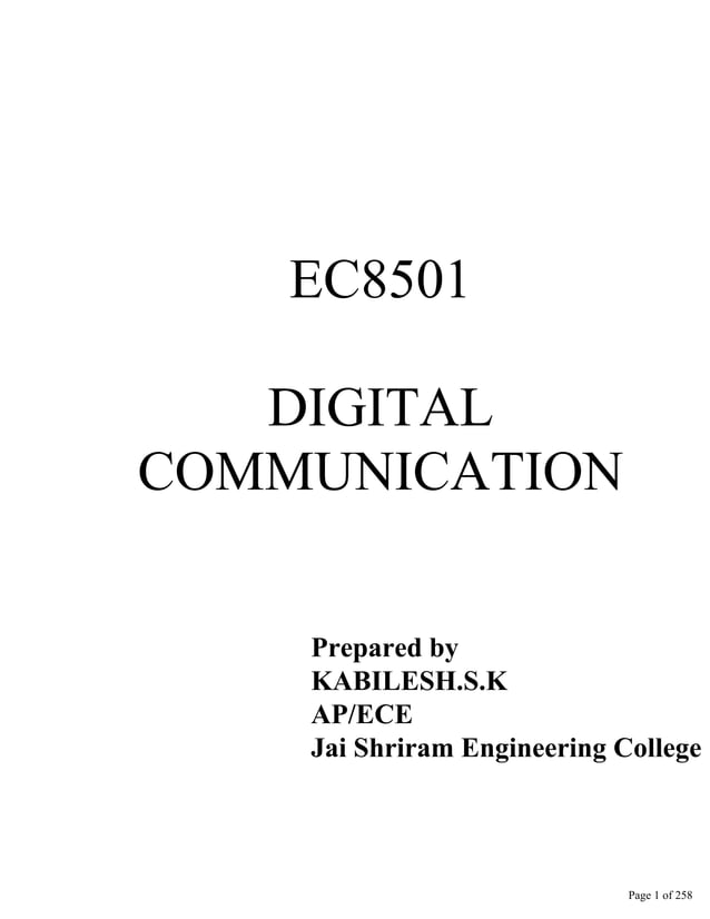 Digital Communication full notes.pdf | Educational Assessment | Education