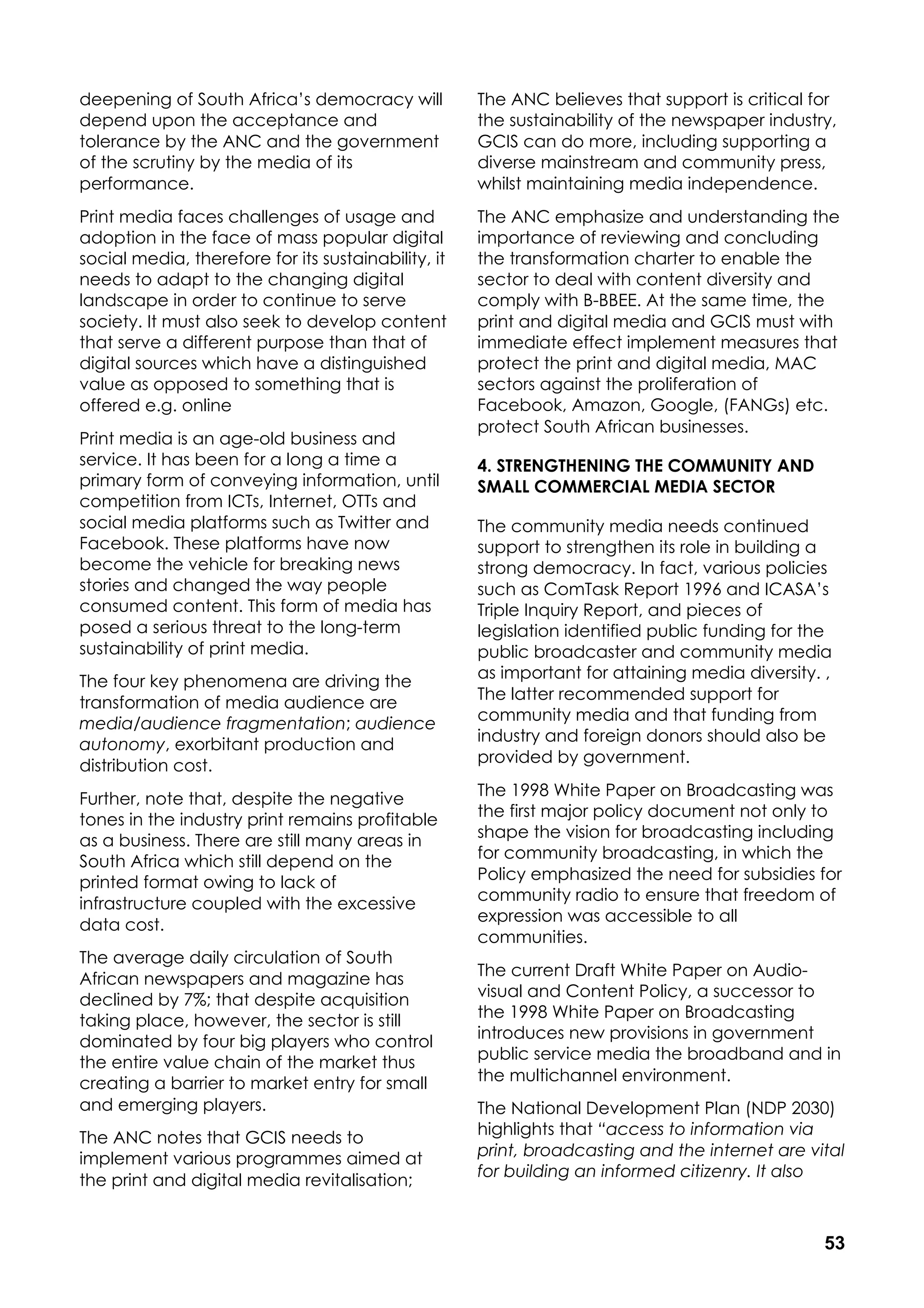 ANC Digital Communications and Battle of Ideas Policy Document | PDF