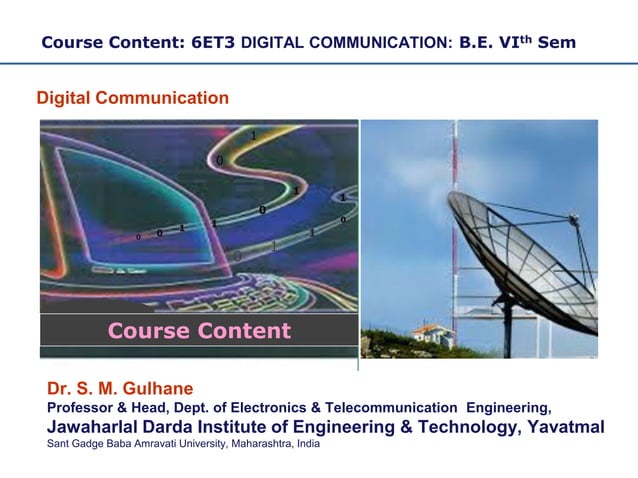 Course Content of 6ET3 Digital communication | PPT