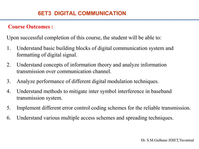 Course Content of 6ET3 Digital communication | PPT