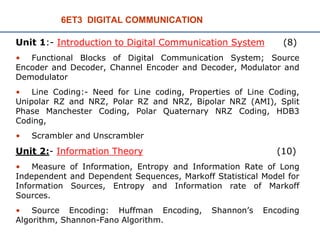 Course Content of 6ET3 Digital communication | PDF