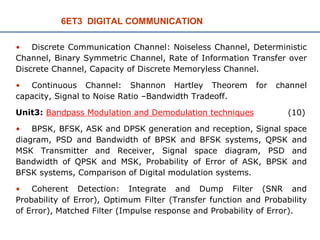 Course Content of 6ET3 Digital communication | PDF