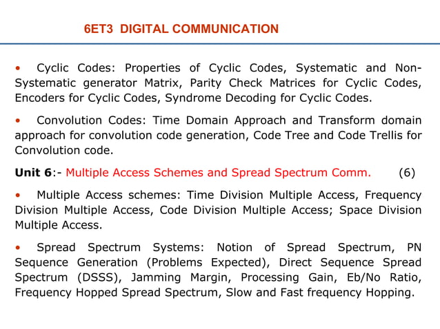 Course Content of 6ET3 Digital communication | PPT